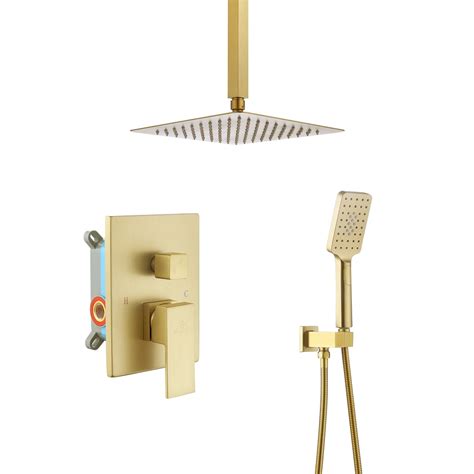 Casainc 3 Spray Patterns 12 Inch Ceiling Mount Dual Shower Faucet With