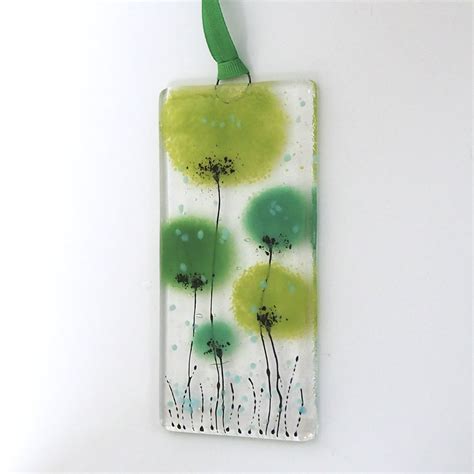 Fused Glass Wall Art Green Flower Glass Art Home Decor Fired