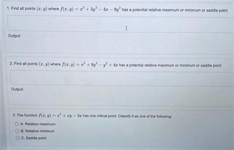 solved 1 find all points x y where f x y x2 3y3−4x−9y2