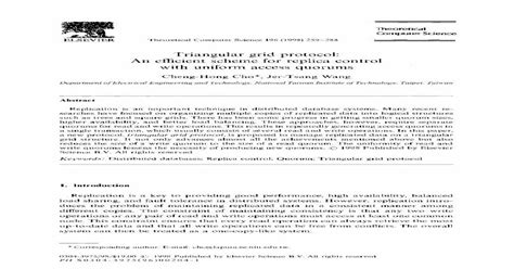 Triangular Grid Protocol An Efficient Scheme For Replica Control With