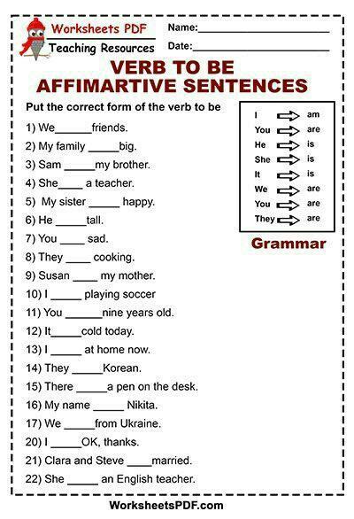Verb To Be Affirmative Interactive Exercises Artofit