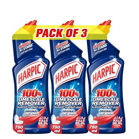 Harpic Toilet Cleaner 100 Limescale Remover Original Scent 750ml X
