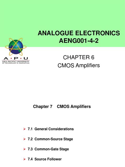 Chapter 7 Cmos Amplifiers Pdf Cmos Mosfet