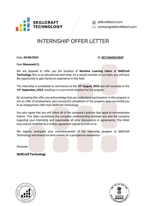 Manaswini Srinivasan On Linkedin Machinelearning Internship Aijourney