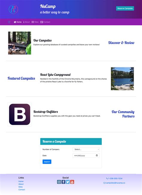 GitHub Nopicklesplz NuCamp Bootstrap Responsive Bootstrap Website