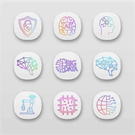 artificial intelligence app icons set ui ux user interface