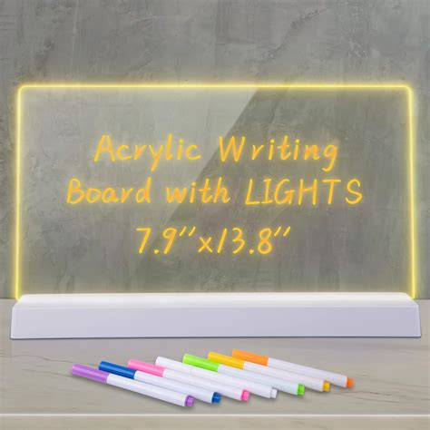 Amazon.com : Acrylic Dry Erase Board with Light, 13.8'' x 7.9 ...