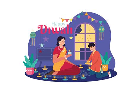 디왈리 축하 일러스트 컨셉 흰색 배경에 고립 된 평면 그림 디왈리에 대한 스톡 벡터 아트 및 기타 이미지 디왈리 디자인