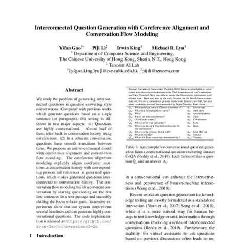 Interconnected Question Generation With Coreference Alignment And Conversation Flow Modeling