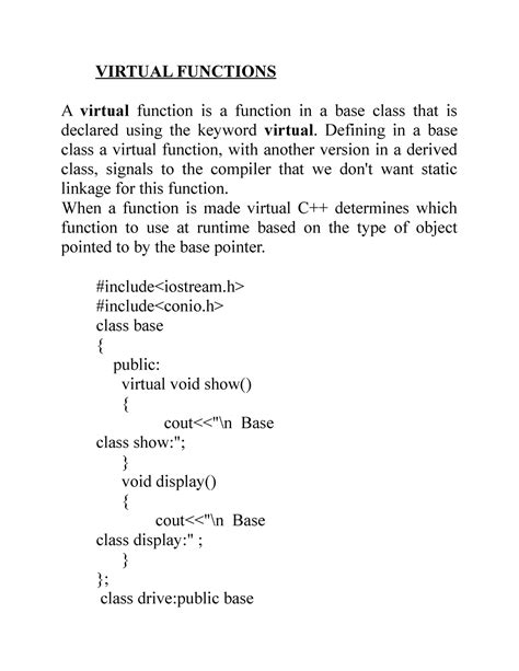 Virtual Functions Notes Virtual Functions A Virtual Function Is A