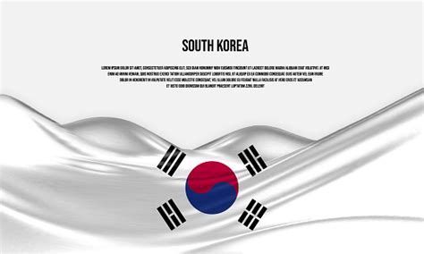 한국 국기 디자인 새틴이나 실크 천으로 만든 한국 국기를 흔들고 있습니다 벡터 일러스트레이션 8월에 대한 스톡 벡터 아트 및