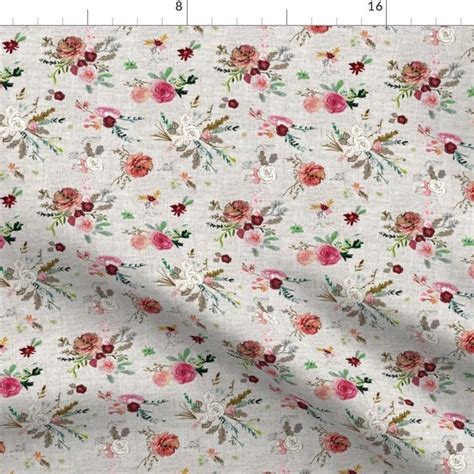 Floral Cotton Fabric By The Yard Etsy