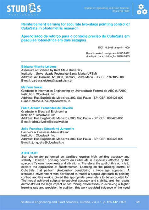 Pdf Reinforcement Learning For Accurate Two Stage Pointing Control Of Cubesats In Photometric