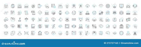 Cloud Technology Vector Line Icons Set Cloud Technology Computing