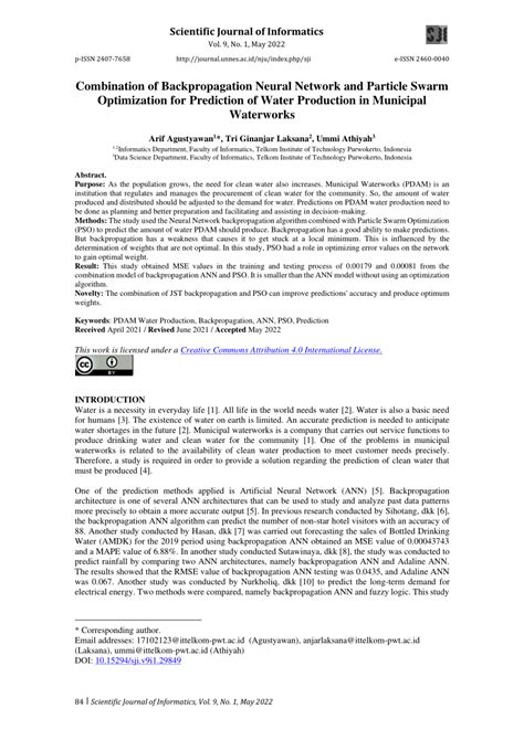 Pdf Combination Of Backpropagation Neural Network And Particle Swarm