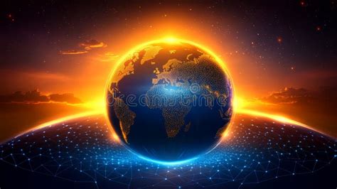 A Blue Hologram Globe Displays Geospatial Data Visualization Featuring