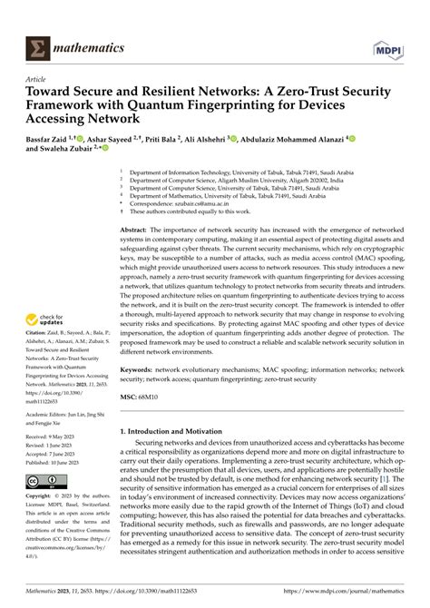 pdf toward secure and resilient networks a zero trust security