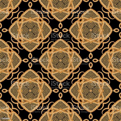 로프 매끄러운 패턴 현대 장식 벡터 그리스 어 배경 장식 골드 문자열 장식을 반복합니다 밧줄 끈 웨이브 라인 그리스 키 멜로디가