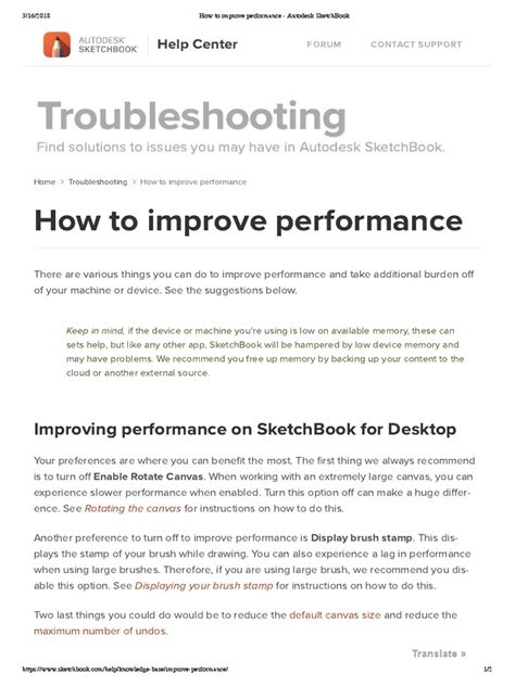 how to improve performance autodesk sketchbook pdf computing