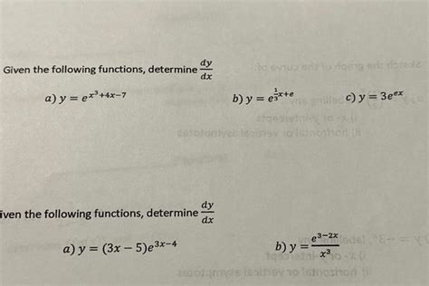 solved given the following functions determine dxdy a