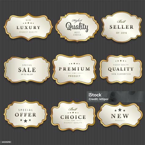 럭셔리 프리미엄 펄 화이트와 황금 라벨 컬렉션 벡터 일러스트 레이 션 가격에 대한 스톡 벡터 아트 및 기타 이미지 가격 가격표 고급 Istock
