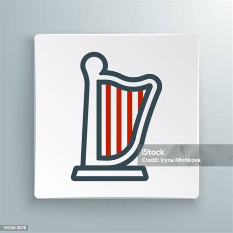 흰색 배경에 격리 된 라인 하프 아이콘 클래식 악기 오헤스트라 현악 음향 요소 다채로운 개요 개념 벡터 Classical Concert에 대한 스톡 벡터 아트 및 기타