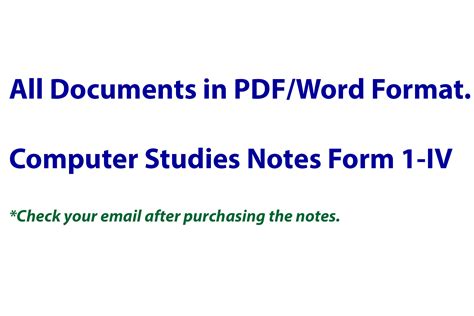 Computer Studies Notes Form 1 Iv Enhanced Education Group