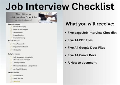 Interview Checklist Guide For Interview Preparation Template For Professional Interview Template