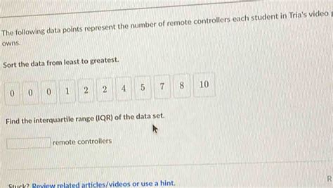 Solved The Following Data Points Represent The Number Of Remote