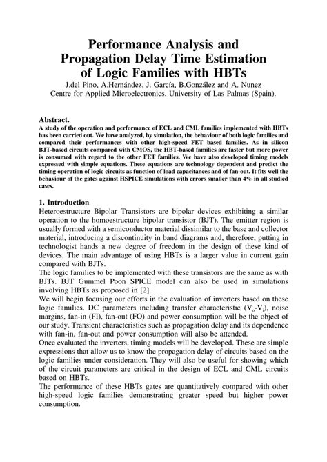 Pdf Performance Analysis And Propagation Delay Time Estimation Of