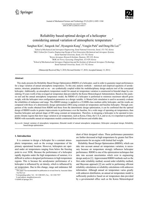 pdf reliability based optimal design of a helicopter considering