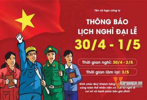 File Photoshop Thông Báo Nghỉ Lễ Ngày Giải Phóng Miền Nam Và Quốc Tế