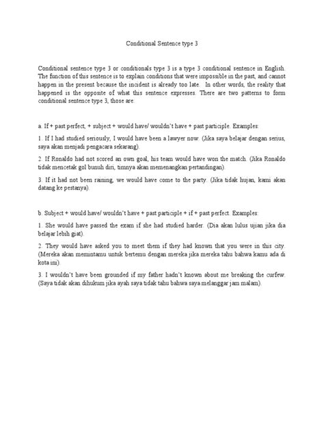 Conditional Sentence Type 3 Pdf