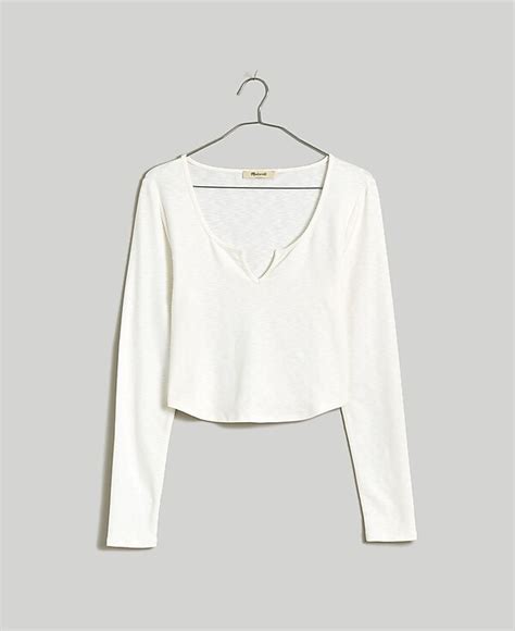 Split Neck Long Sleeve Tee Madewell