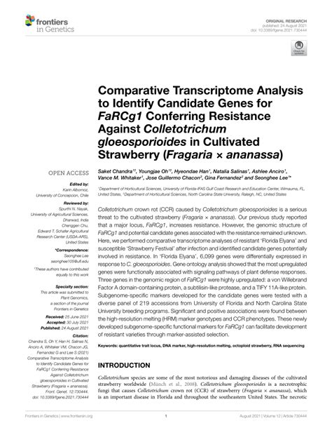 Pdf Comparative Transcriptome Analysis To Identify Candidate Genes