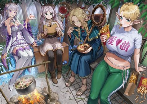 Frieren Marcille Donato Emilia And Elfuda Rezero Kara Hajimeru