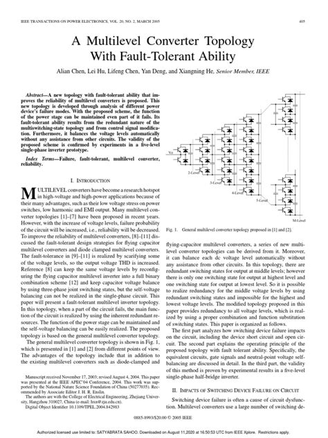 Fault Tolerant Mli Pdf Power Inverter Power Electronics