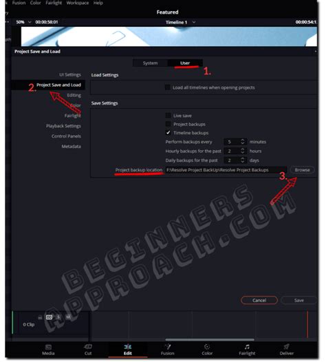 Backup Timeline In DaVinci Resolve Restore