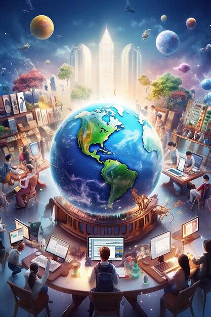 Una Vibrante Ilustración En 3d De Un Aula Global Para El Día