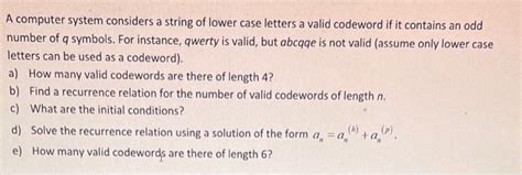 Solved A Computer System Considers A String Of Lower Case