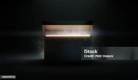 빛의 광선 높은 대비 이미지와 신비한 판도라 상자 오프닝 3d 렌더링 일러스트레이션 상자에 대한 스톡 사진 및 기타 이미지