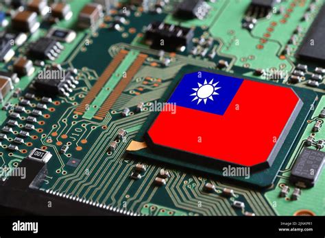 Flag Of The Republic Of China Or Taiwan On Semiconductor Chip Or