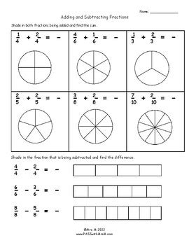FREE Adding Subtracting Fractions With Like Denominators By PASSwithMrsM