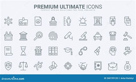 Legal System Law And Justice Thin Line Icons Set Lawyer And Judge