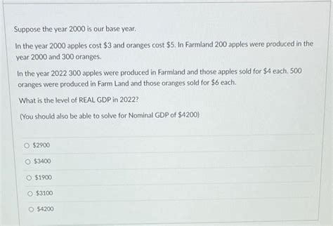 Solved Suppose The Year Is Our Base Year In The Year Chegg