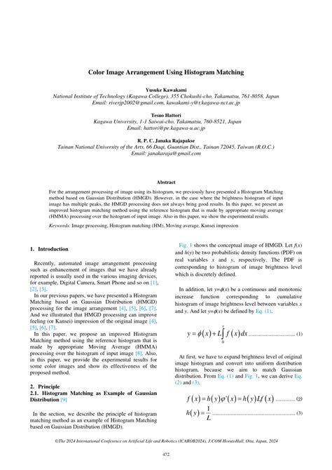 Pdf Color Image Arrangement Using Histogram Matching