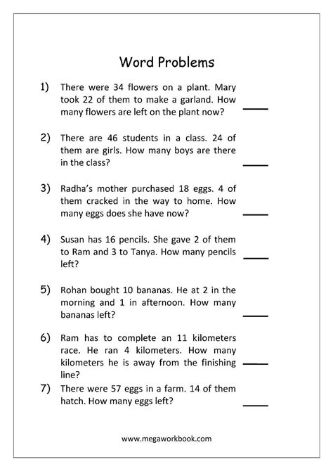 Subtraction Word Problems Online Worksheet Artofit