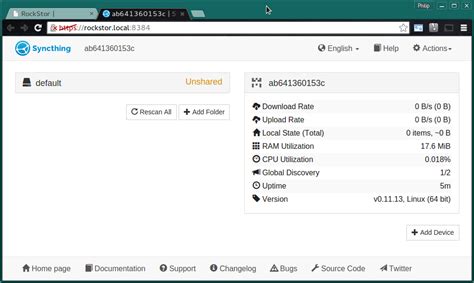 Syncthing Rock On — Rockstor Documentation