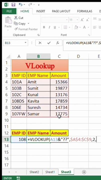 Vlookup With Wildcard In Microsoft Excel Type 4microsoft Excel