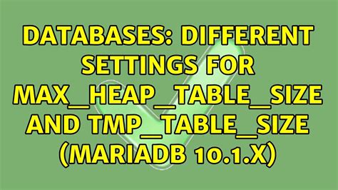 Databases Different Settings For Maxheaptablesize And Tmptable